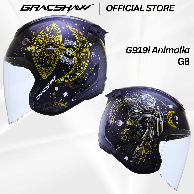 GRACSHAW G919 GLAZZO G8/PENYU TERENGGANU HELMET OPEN FACE ANIMALIA ...