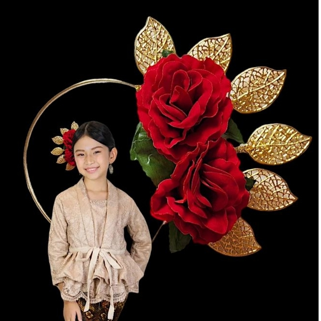 Cekak Sanggul Lintang bunga mawar baldu ros rose Merdeka tradisional majlis sekolah kanak kanak ...