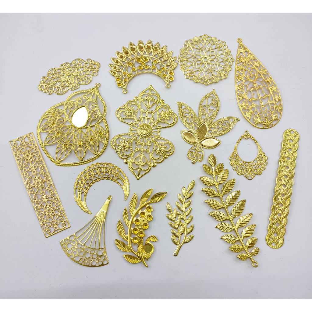 Kepingan besi emas bercorak kerawang untuk sanggul melintang | Shopee ...