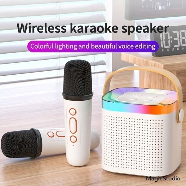 LED Wireless Bluetooth Bass Mini Speaker With KTV Karaoke Mic Super ...