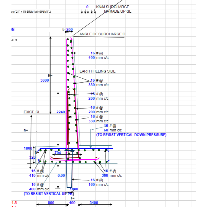 RCC Retaining Wall Design (Cantilever type) Excel Spreadsheet | Shopee ...