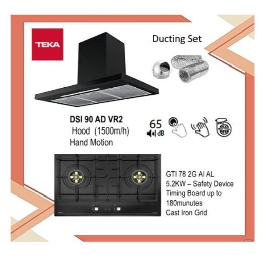 Teka DSI 90 AD VR2 Hood (1500m3/h) + GTI 2G AI AL Hob (5.2KW) with ...