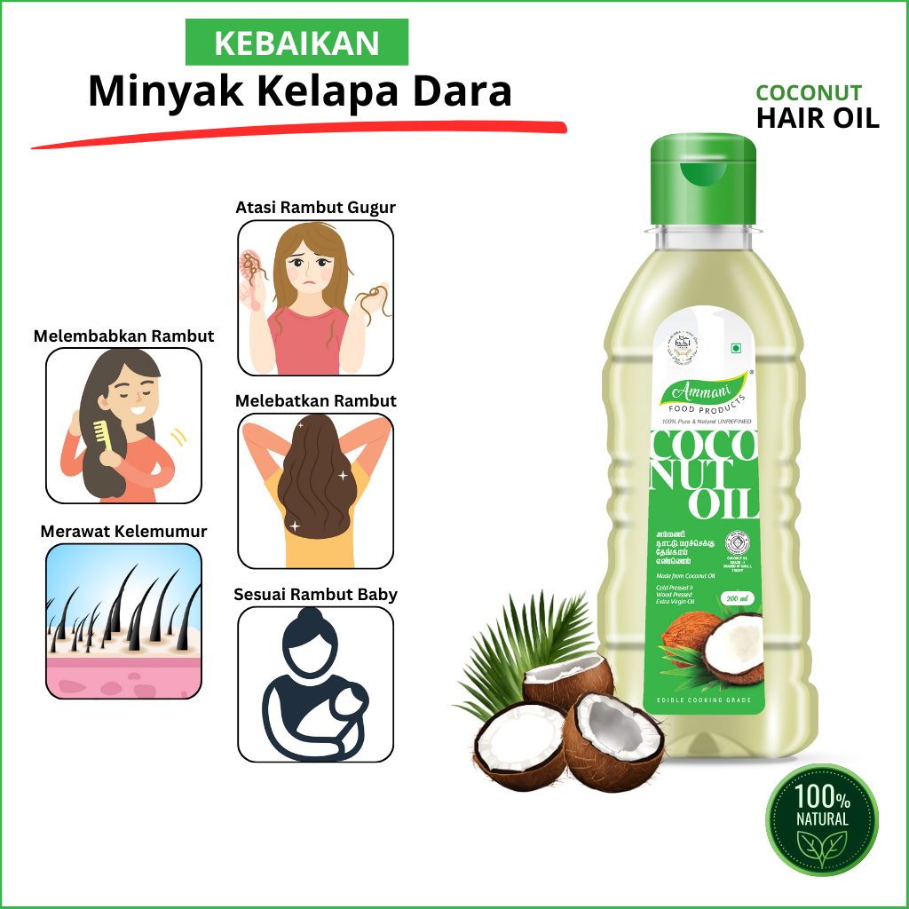 100% Natural Minyak Rambut Kelapa Dara / Coconut Hair Oil - Kuat ...