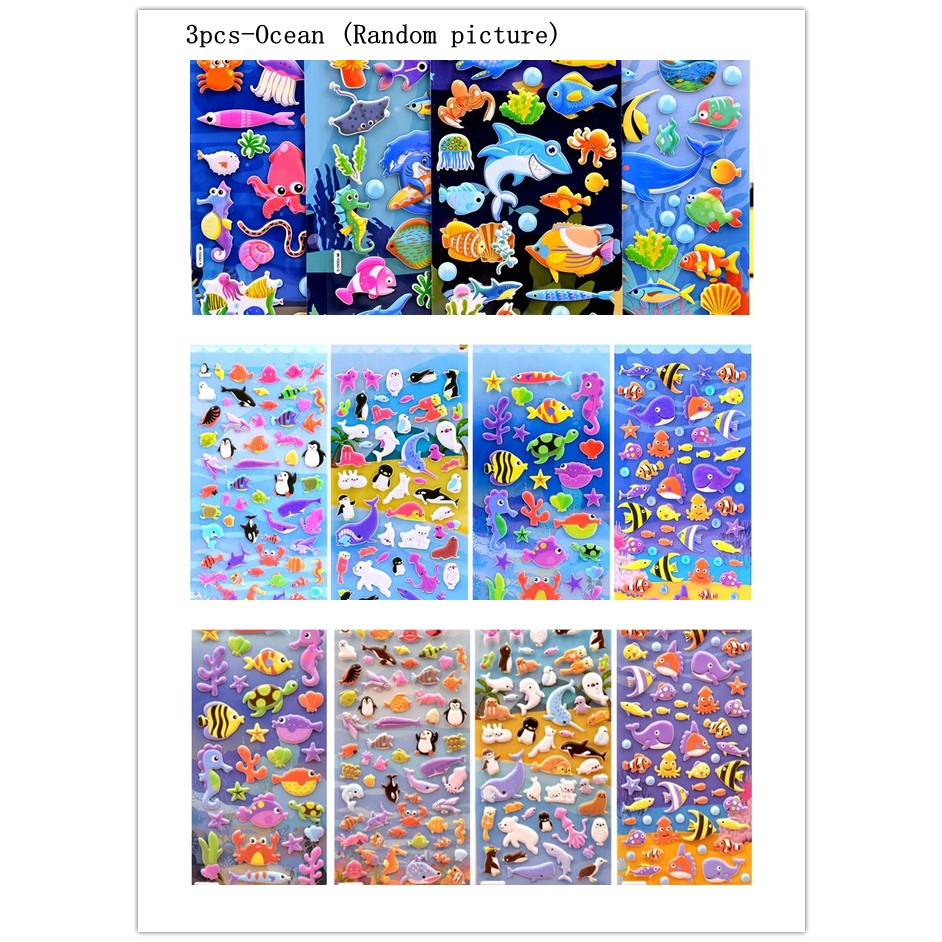 3pcs - 3D Puffy Bubble Stickers, Kids stickers | Shopee Malaysia