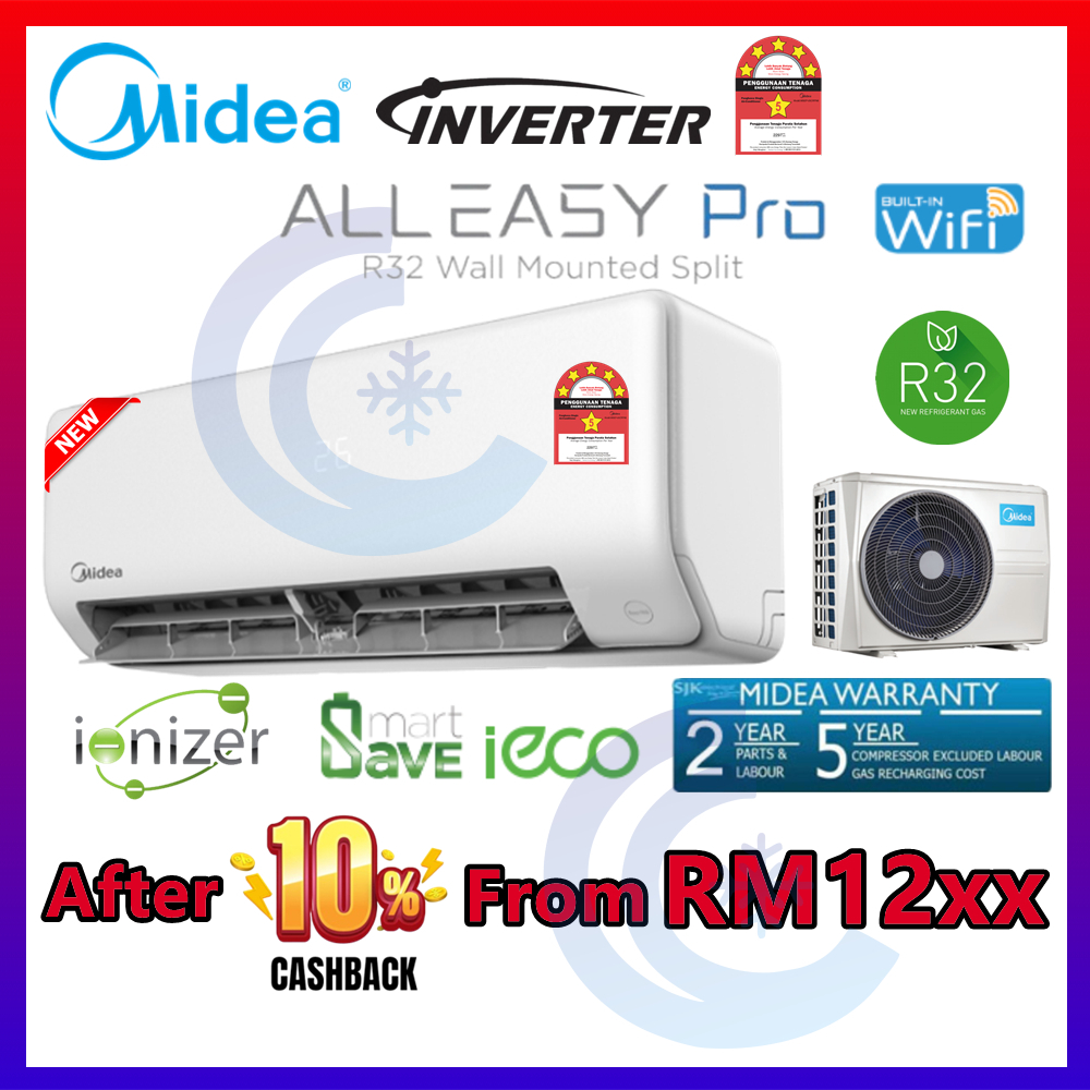Midea R32 Inverter 5-star Air Conditioner All Easy Pro 1HP - 3HP MSEPB-10CRFN8 MSEPB-13CRFN8 ...