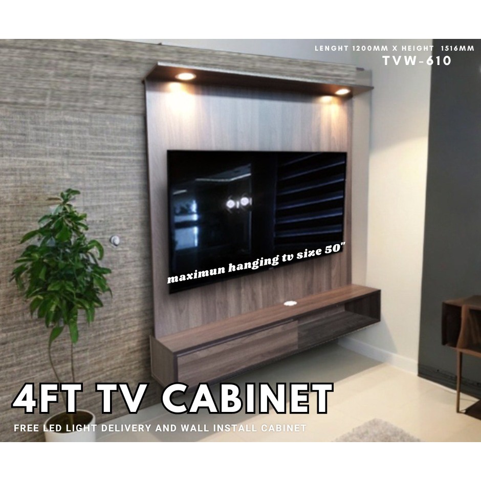 4ft TV Hanging Cabinet 🔥FREE INSTALLATION🔥With Display Box/Led Light ...