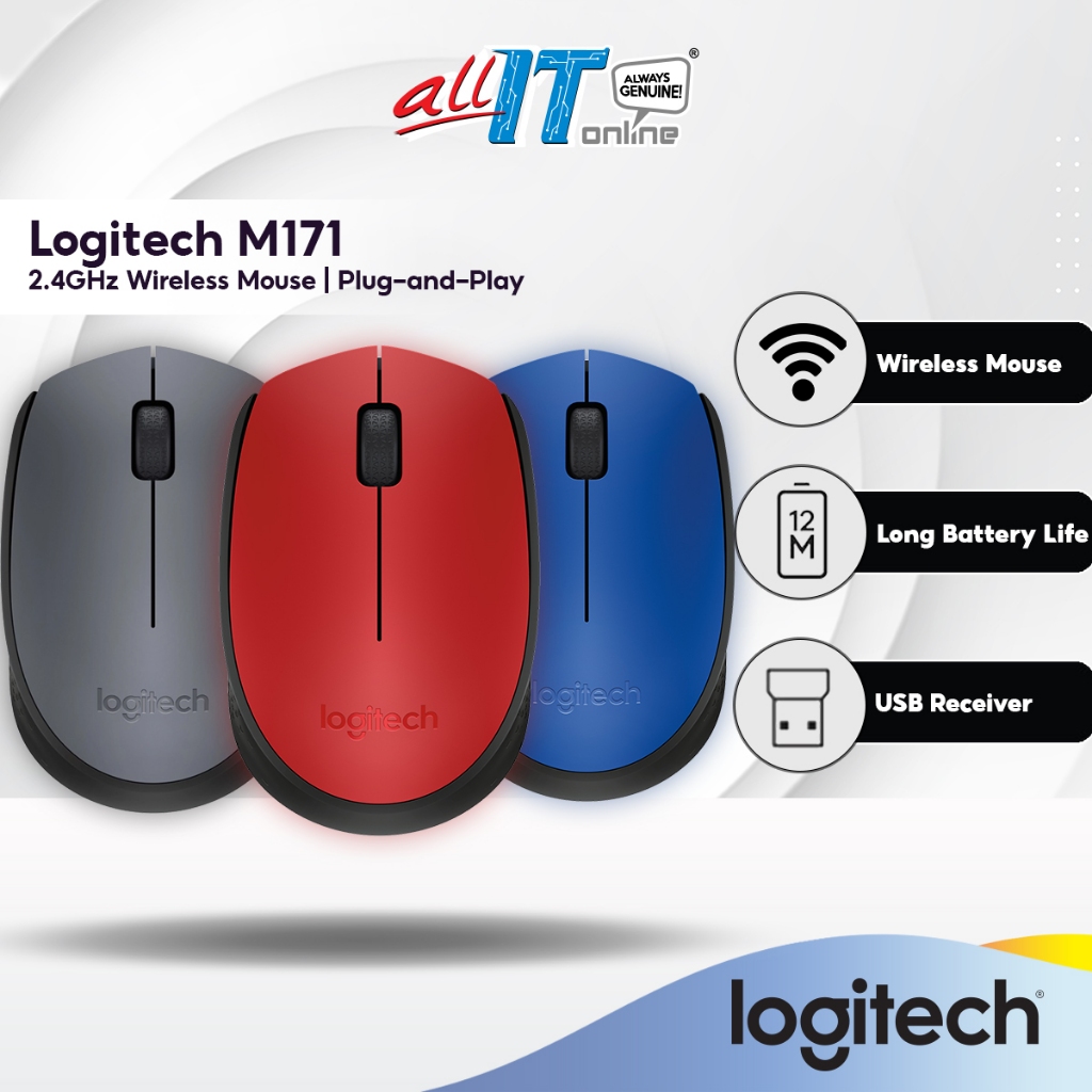 Logitech M171 Wireless Mouse 2.4GHz with USB Receiver | Optical ...
