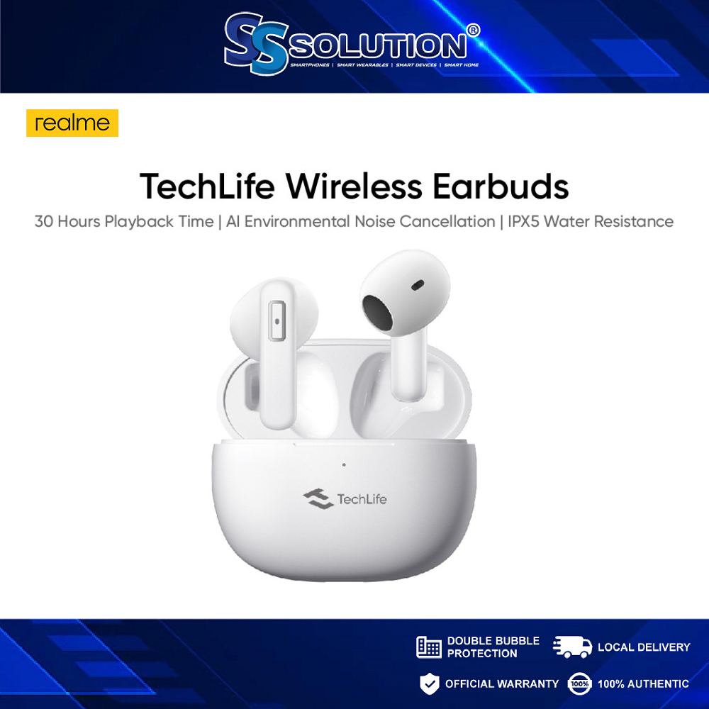 Realme Techlife Wireless Earbuds l 30Hours Playback Time l AI Noise ...