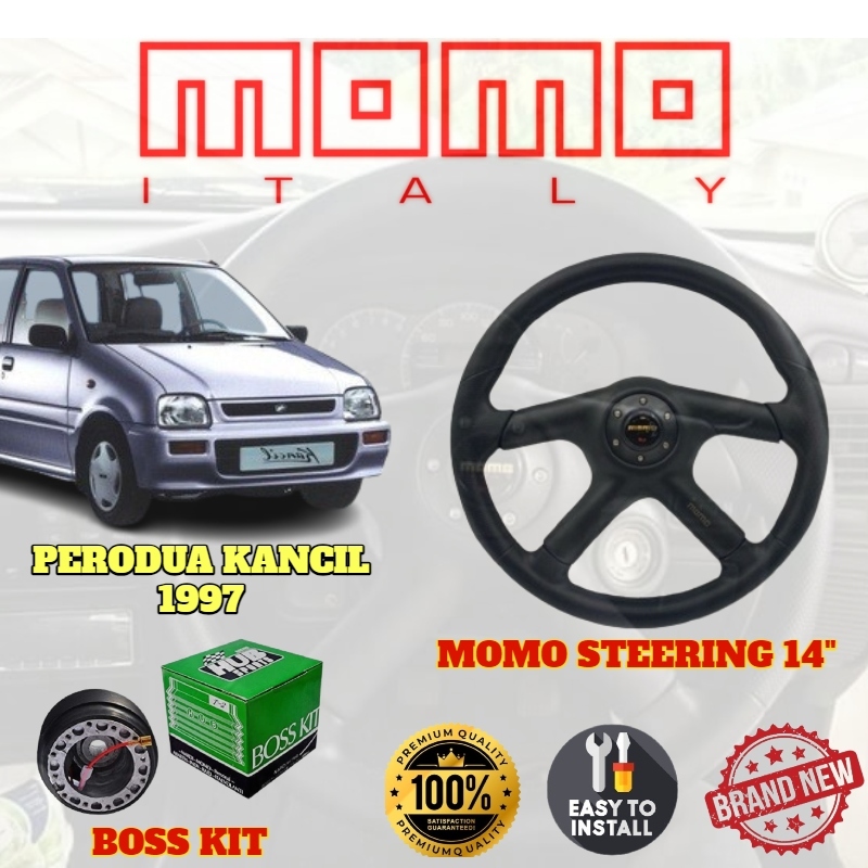 PERODUA KANCIL 1997 14'' MOMO STEERING PVC HIGH QUALITY + BOSSKIT SET ...