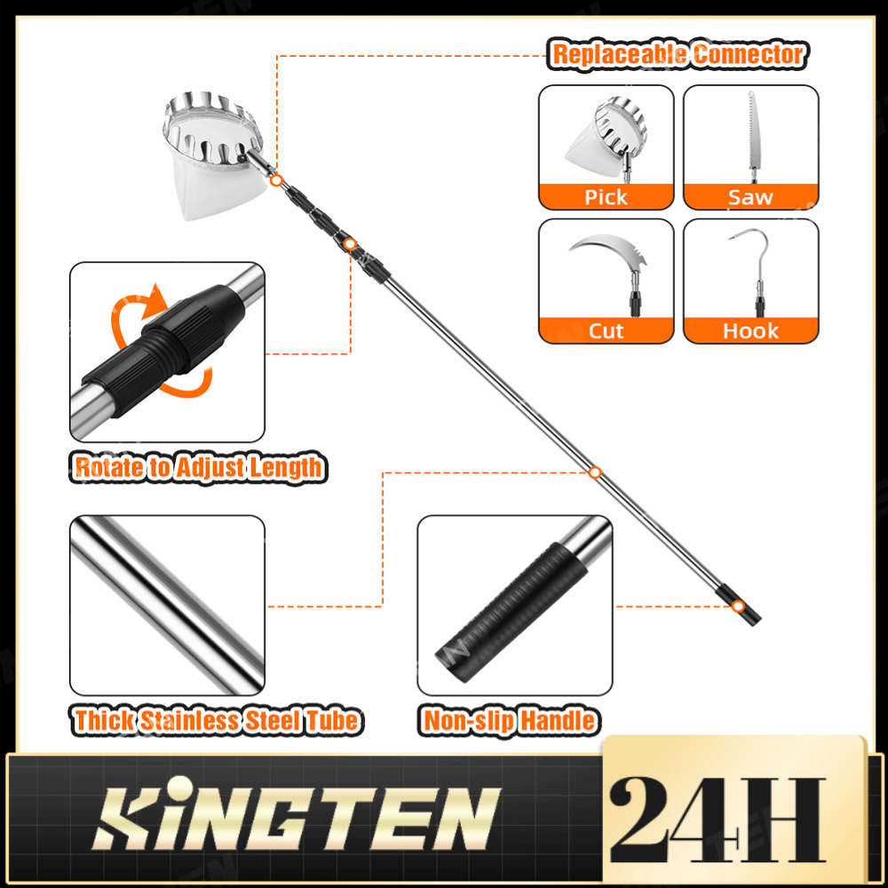 KINGTEN® Telescopic Fruit Picker with Long Pole 6m Aerial Garden Tool ...