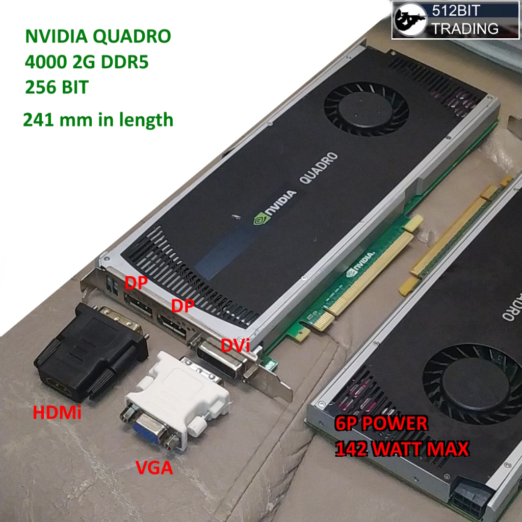 Nvidia Quadro 4000 2000 2GD5 K600 Q600 1 GB ddr3 FX 580 work/game ...