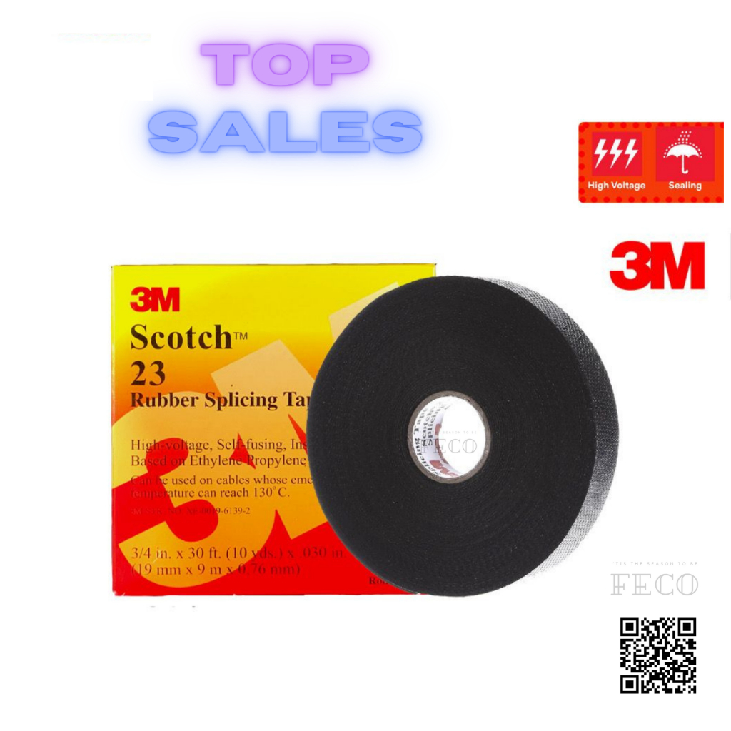 ORIGINAL 3M SCOTCH® 23 RUBBER SPLICING TAPE BLACK 19mm x 9.0m x 0.76mm ...