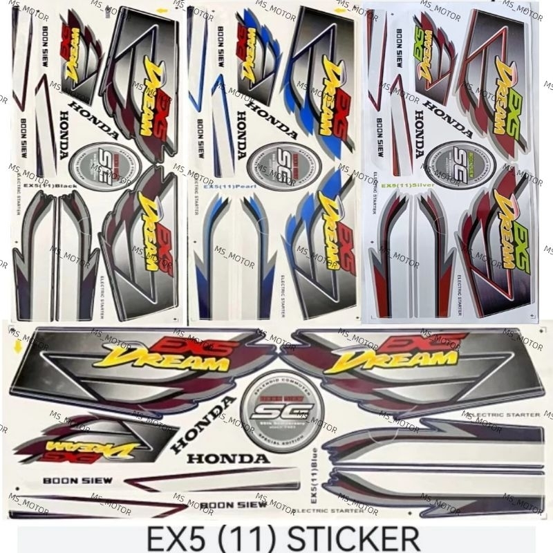EX5 BODY COVER STICKER STRIPE COVER SET EX5 DREAM (11) BLUE BLACK WHITE ...