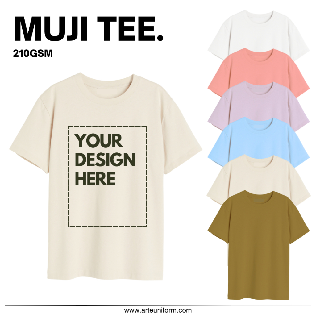 CUSTOM T-Shirt Muji Style Printing Service Cetak Baju Cotton 210gsm [ NO MINIMUM ORDER ...
