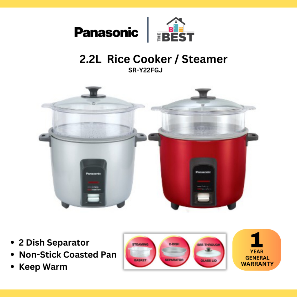 Panasonic 2.2L Non-Stick Inner Pot Rice Cooker / Steamer SR-Y22 ...