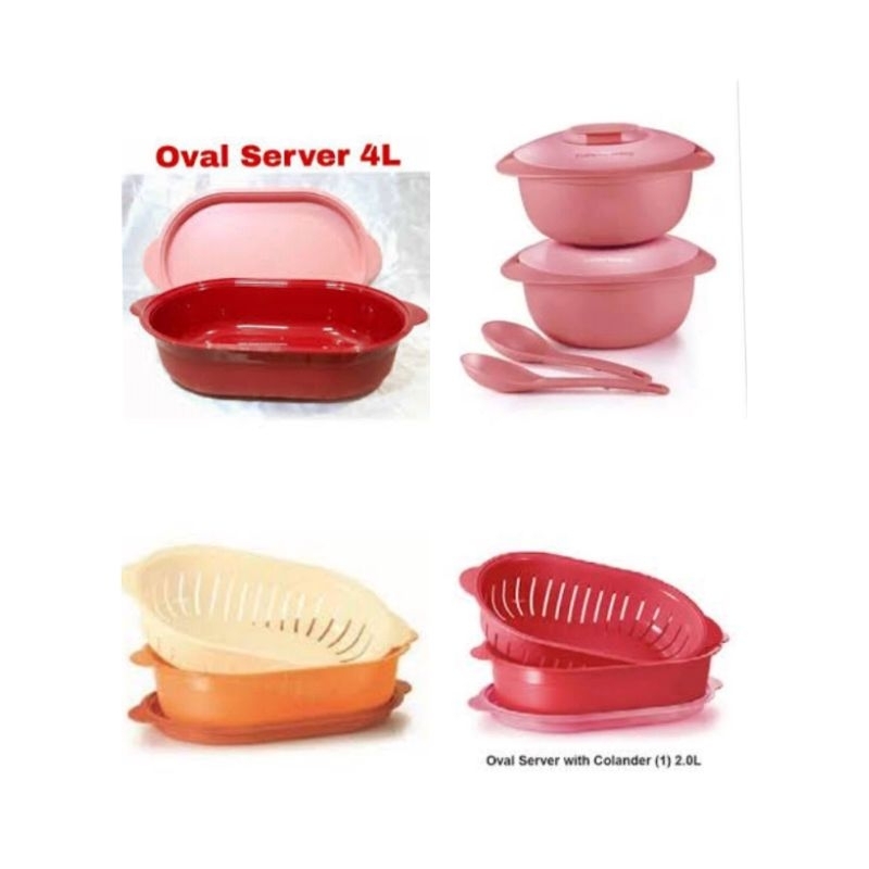 Tupperware Round Server 1.6L, Oval Server 4L /2L , Roza Bowl & ladle 2 ...