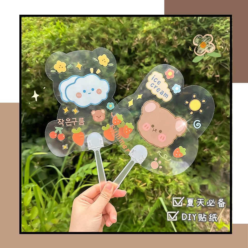 DIY Transparent Guka Fan Children Handmade DIY Hand-Cranked Fan Blank ...