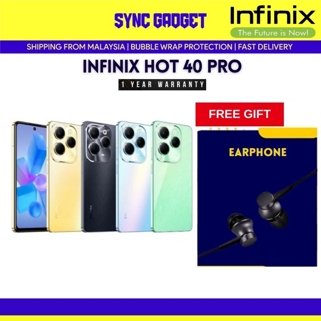 Infinix Hot 40 Pro FREE Earphone | 8GB RAM + 256GB ROM | 6.78” FHD+ ...
