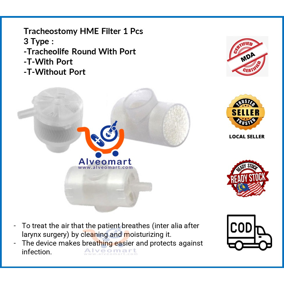 Tracheostomy HME Filter Tracheolife Round, T-With Port, T-Without Port 1 Pcs | Shopee Malaysia