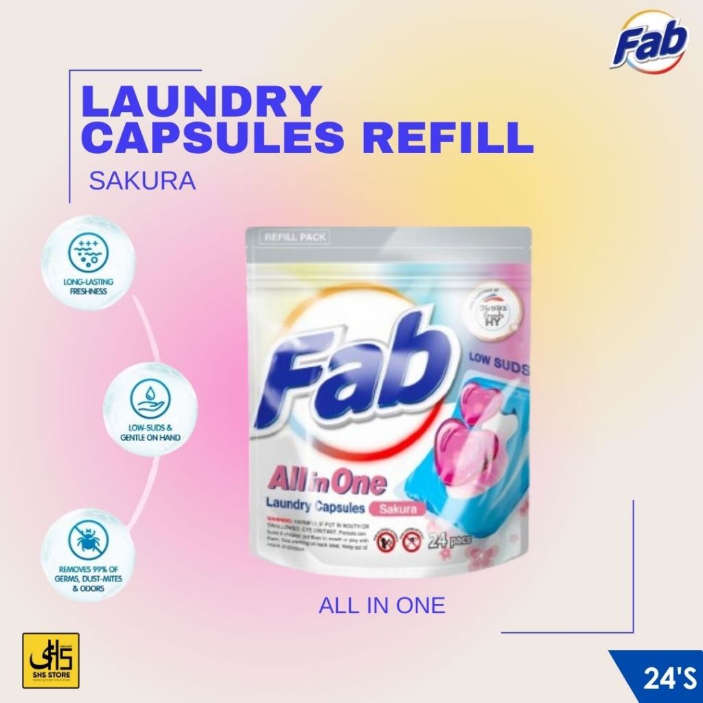 REFILL PACK!! JIMAT!! ZIPLOCK!! Fab All in One Laundry Capsules SAKURA ...