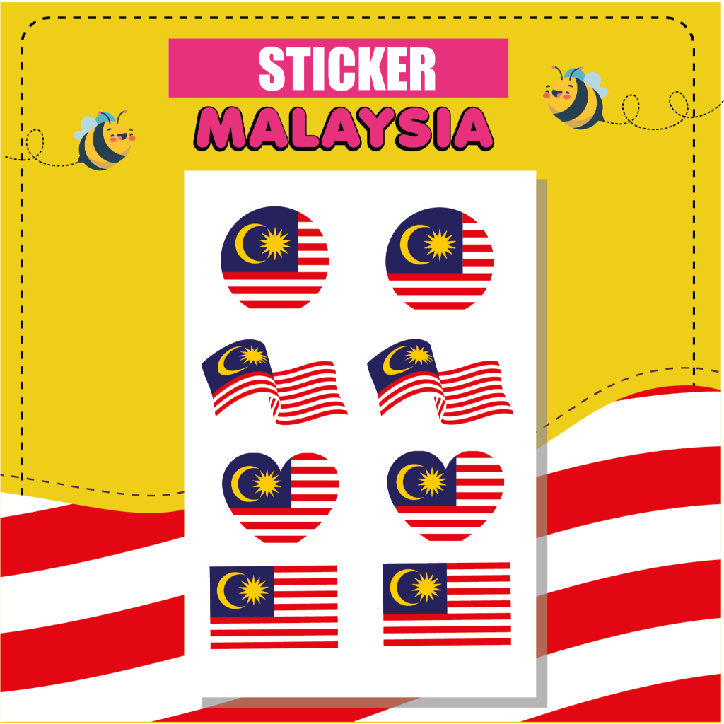 Sticker Malaysia Flag Waterproof - Sticker Bendera Malaysia Untuk Acara ...
