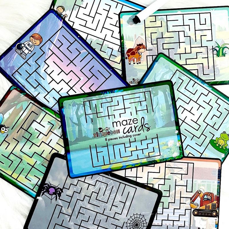Maze Cards - Laminated Activity with marker (Travel-sized) | Shopee ...