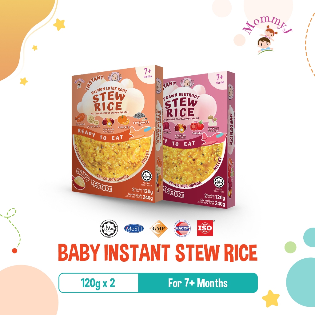 MommyJ Baby Instant Stew Rice for 7M+, 2 Individual Pouch, 2 Flavors ...