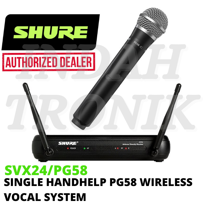 Shure SVX24/PG58 Wireless Vocal System, SVX4 Diversity Receiver, SVX2 Handheld Transmitter ...
