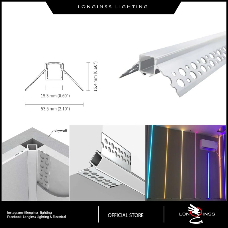 LED Aluminium Profile Recessed Corner Type | Shopee Malaysia