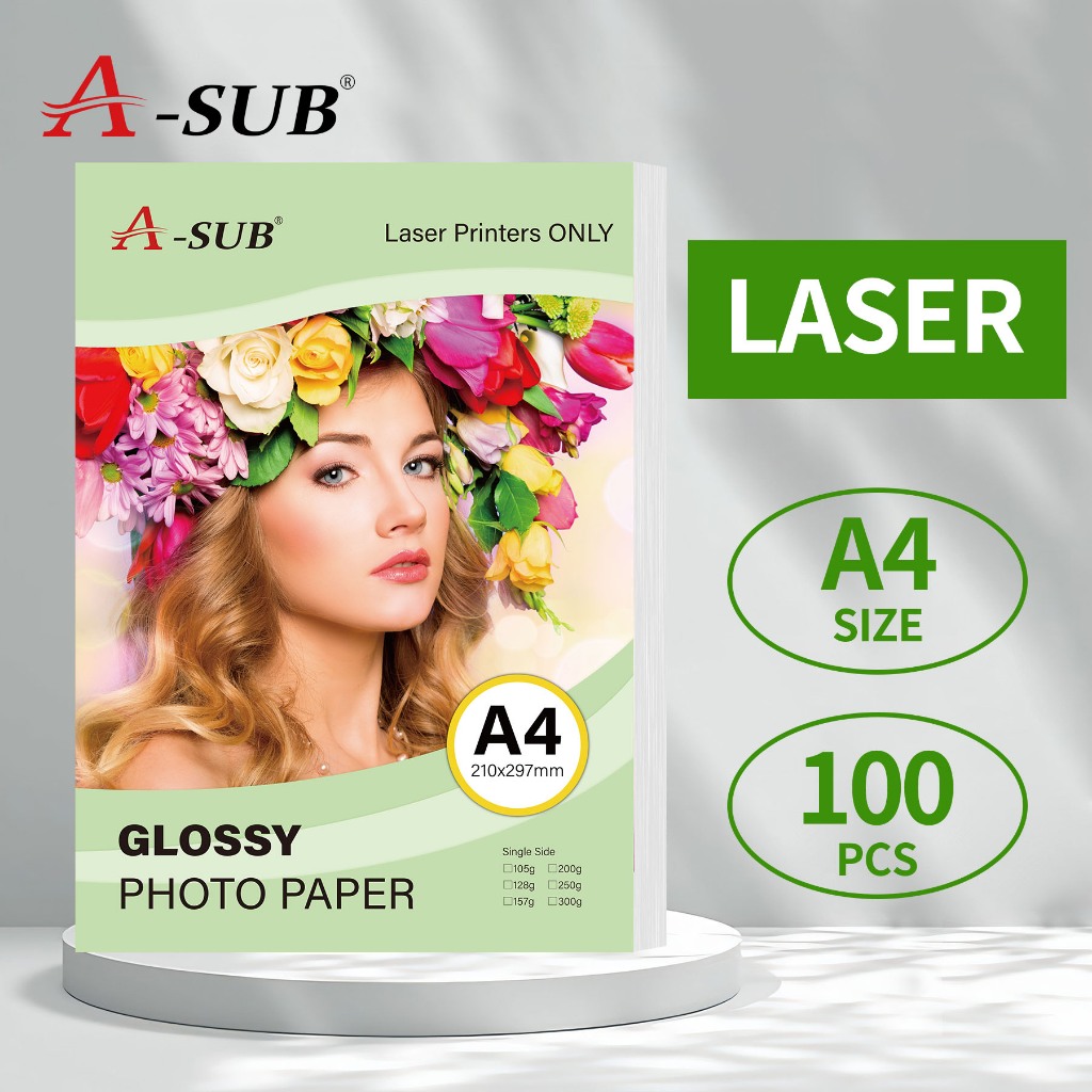 【Laser Glossy Paper】A-SUB A4 Waterproof Glossy Photo Paper For All ...