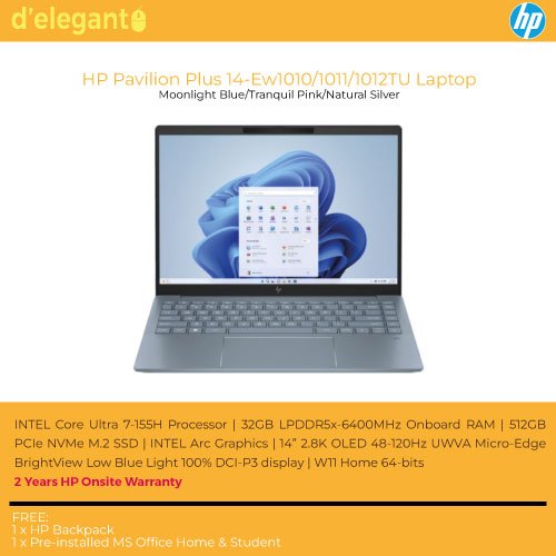 HP Pavilion Plus 14-Ew1010/1011/1012TU Laptop (Moonlight Blue/Tranquil ...