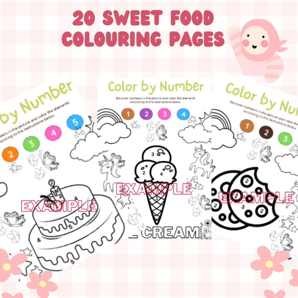 [PDF/SOFTCOPY] 20 Sweet Foods Number Coloring Pages For Kids Adult ...