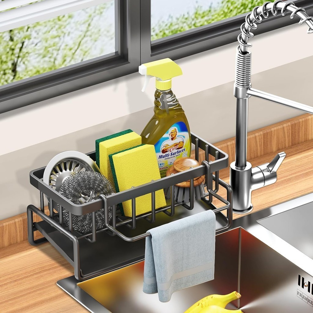Kitchen Sponge Holder wash disher Soap holder Cloth hanging rack Sink ...