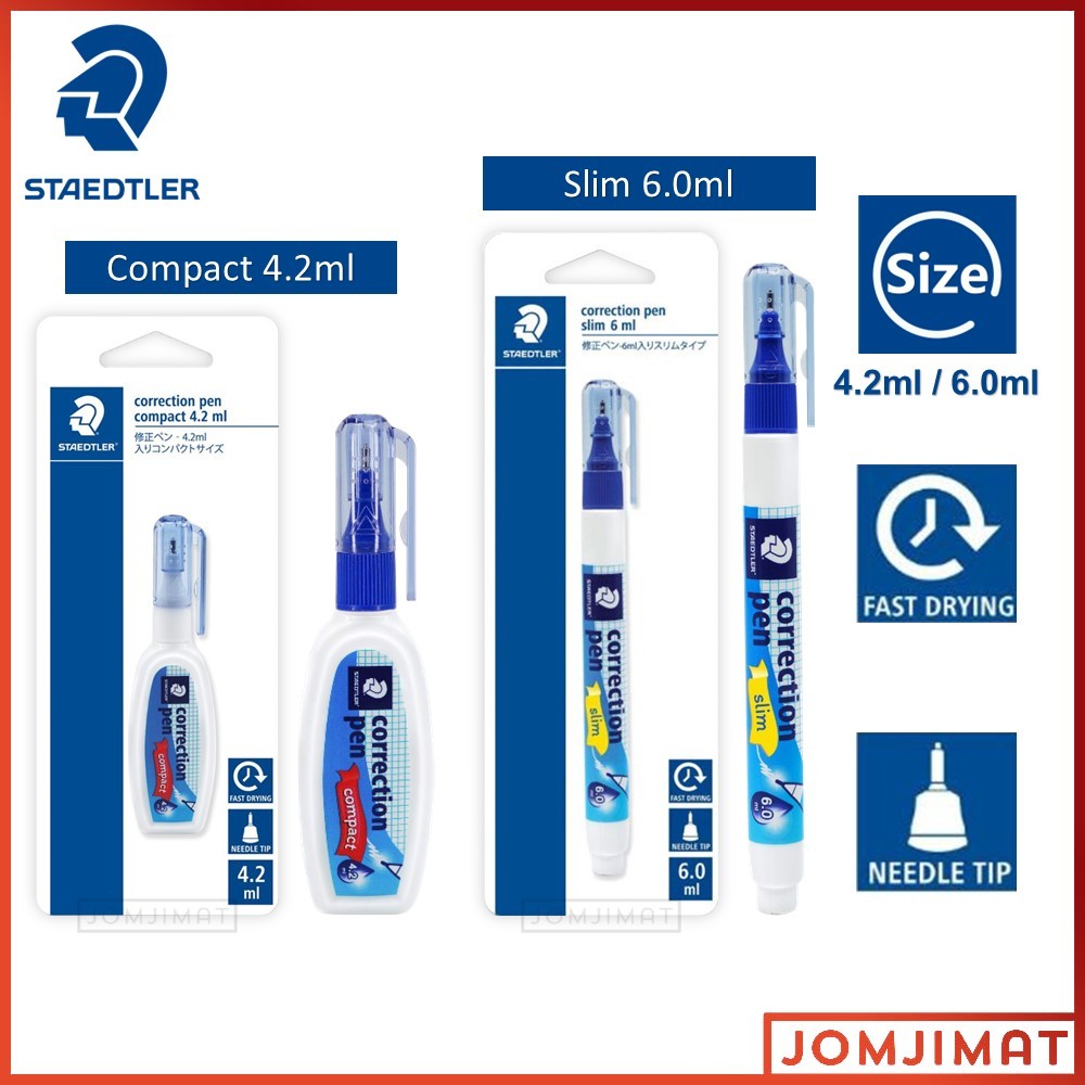 Staedtler Correction Pen Compact 4.2ml 6211 BKLO / Slim 6ml 6212 BKLO ...