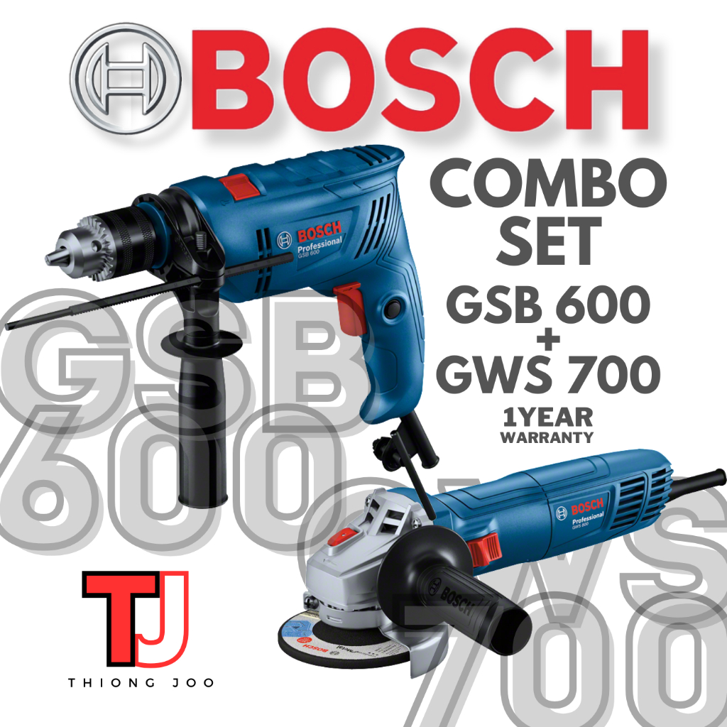 BOSCH GSB 600 IMPACT DRILL + GWS 700 ANGLE GRINDER COMBO SET | Shopee Malaysia