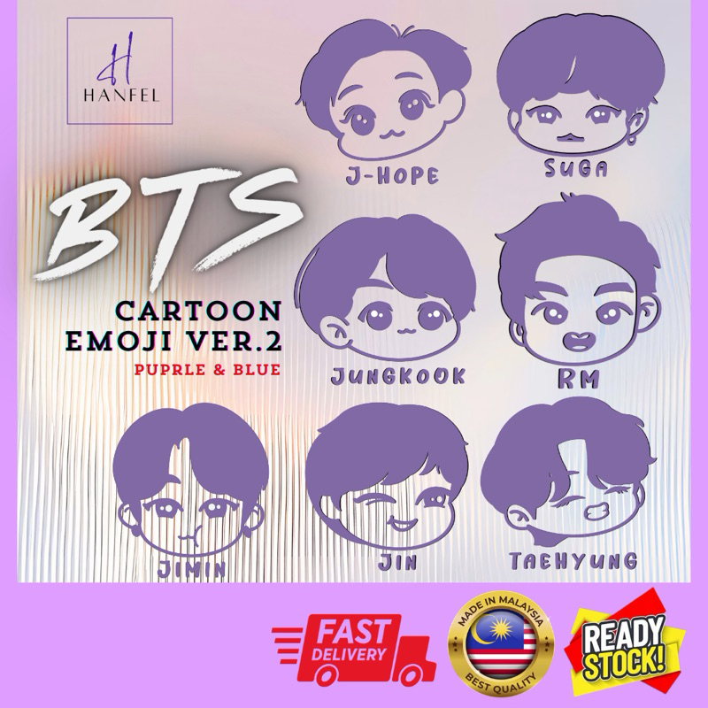 [NEW] BANGTAN (BTS) members Purple cute emoji V2 Vinyl logo premium ...