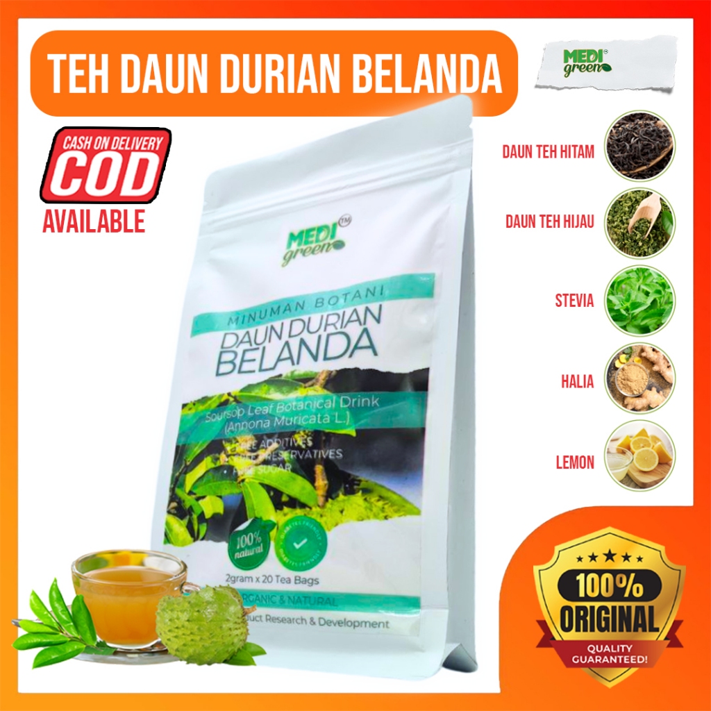 MEDIgreen 100% Original Teh Daun Durian Belanda Organic Soursop Leaves ...