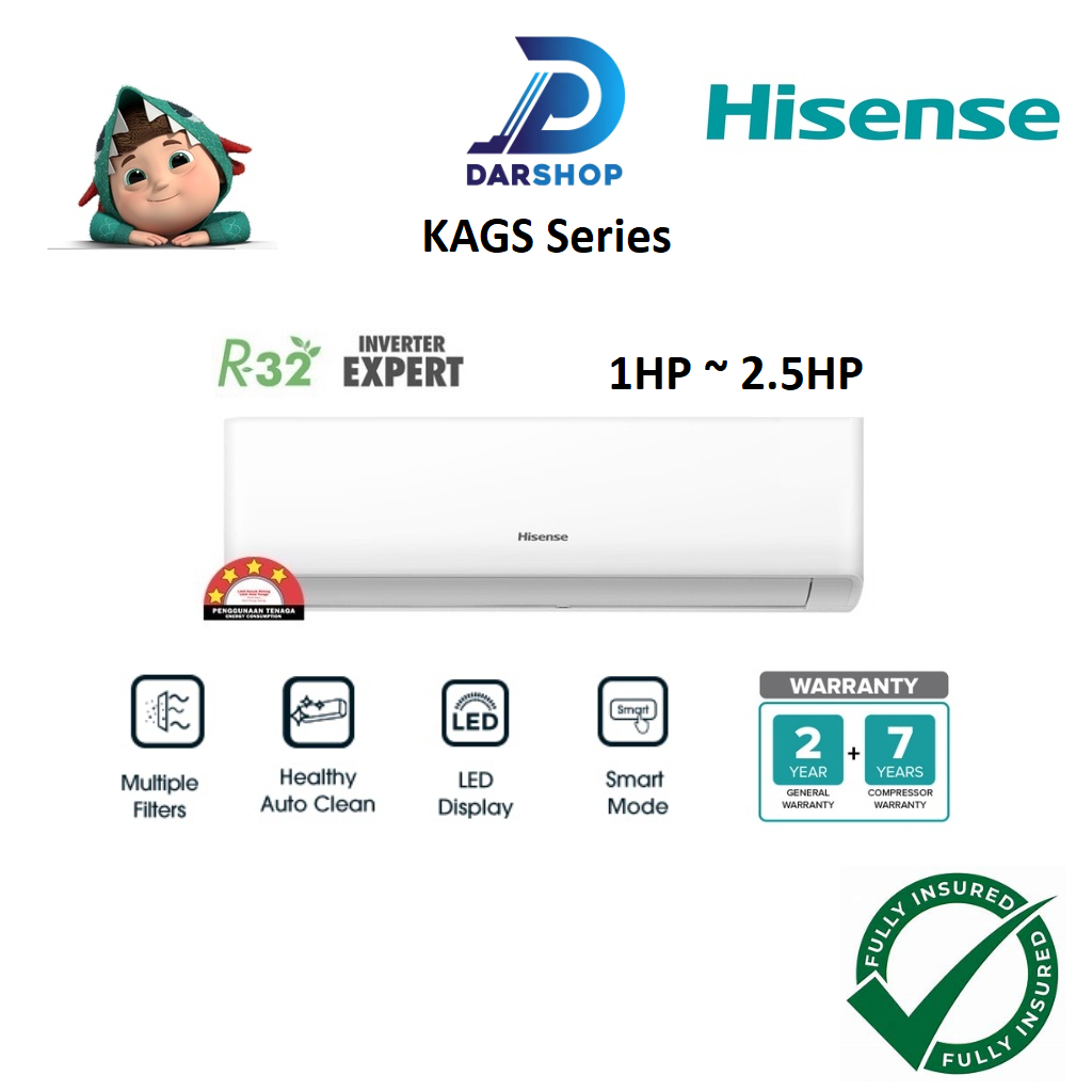 Hisense Aircond Inverter 1HP 1.5HP 2HP 2.5HP Air Conditioner Aircon ...