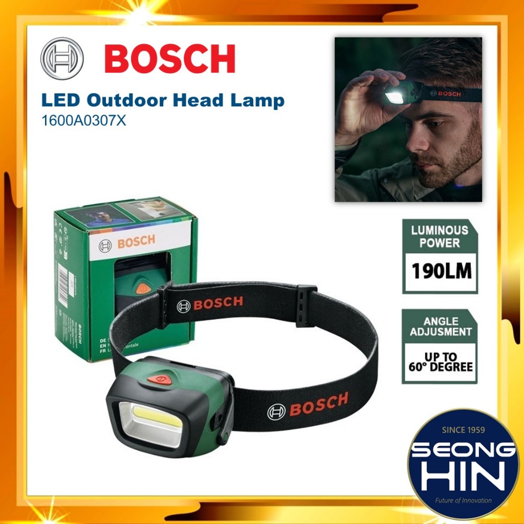 BOSCH LED Outdoor Camping Head Lamp - 1600A0307X Lampu Dahi LED Touch ...