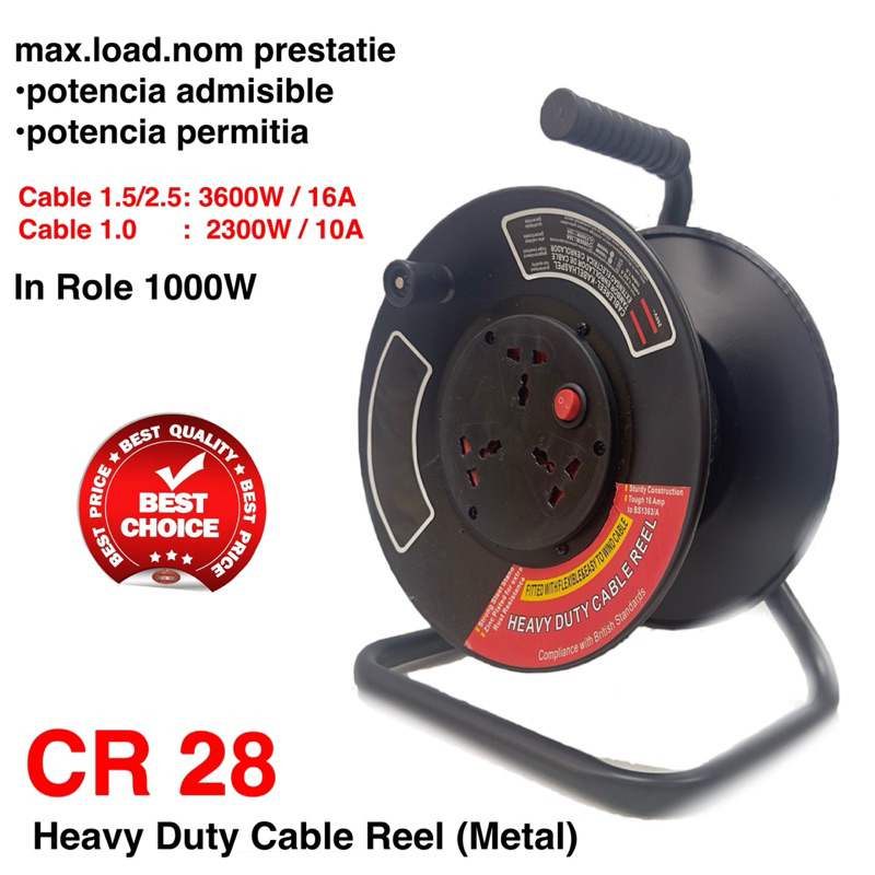 Heavy duty power cable reel cable roller Power Extension Max 50M ...