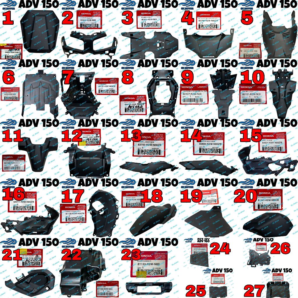 Honda ADV 150 ADV150 Original Inner Cover Center Fender Lower Outer ...
