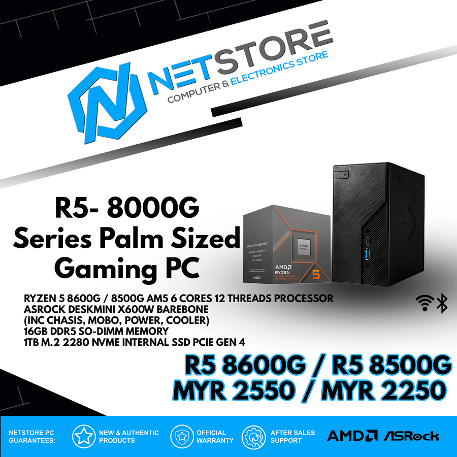 NETSTORE PALM SIZED MINI GAMING PC - RYZEN 5 8600G , 8500G , 16GB RAM ...