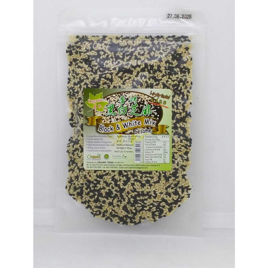 ORGANIC TREND-BLACK & WHITE SESAME MIX(LIGHTY TOASTED)香烤黑白芝麻100g ...