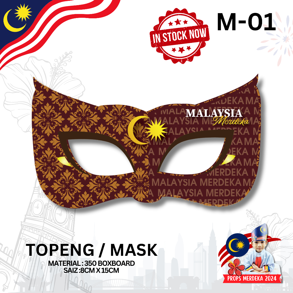 Topeng Muka Masks Props Merdeka Patriotik Malaysia Aksesori Kanak-kanak ...