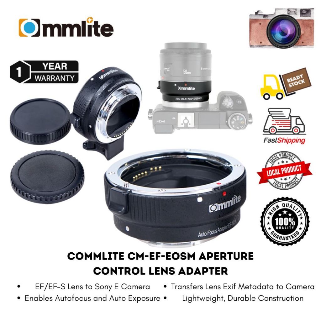 Commlite AF Lens Mount Adapter For Canon EF/EF-S Lens to Sony E-Mount ...