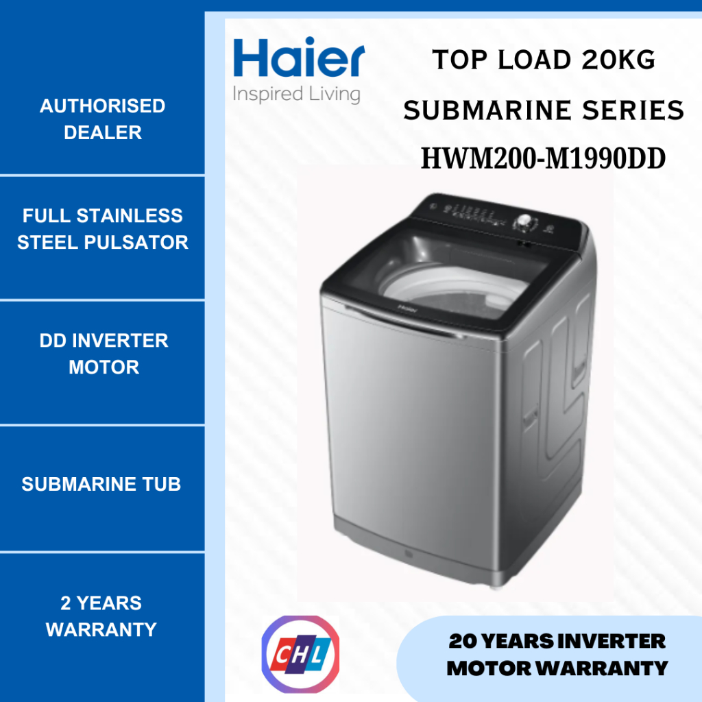 HAIER 20KG Top Load DD Inverter Washing Machine Submarine Series HWM200 ...