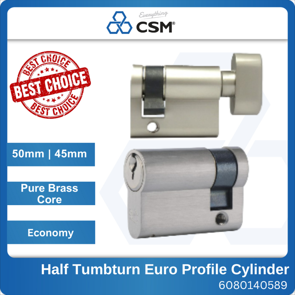 CSM Half Tumbturn Key Euro Profile Cylinder Lock Door 45mm 50mm ...