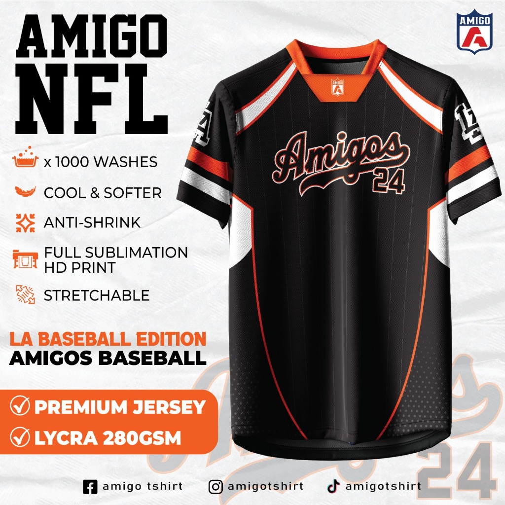 AMIGO NFL Sublimation Microfiber Jersey tshirt Design LA BASEBALL baju ...