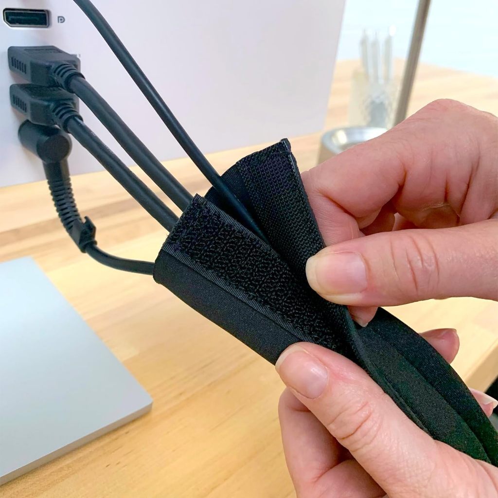 Hook and Loop Cable Sleeve Black Cut to Size Cord Organizer and Cable ...