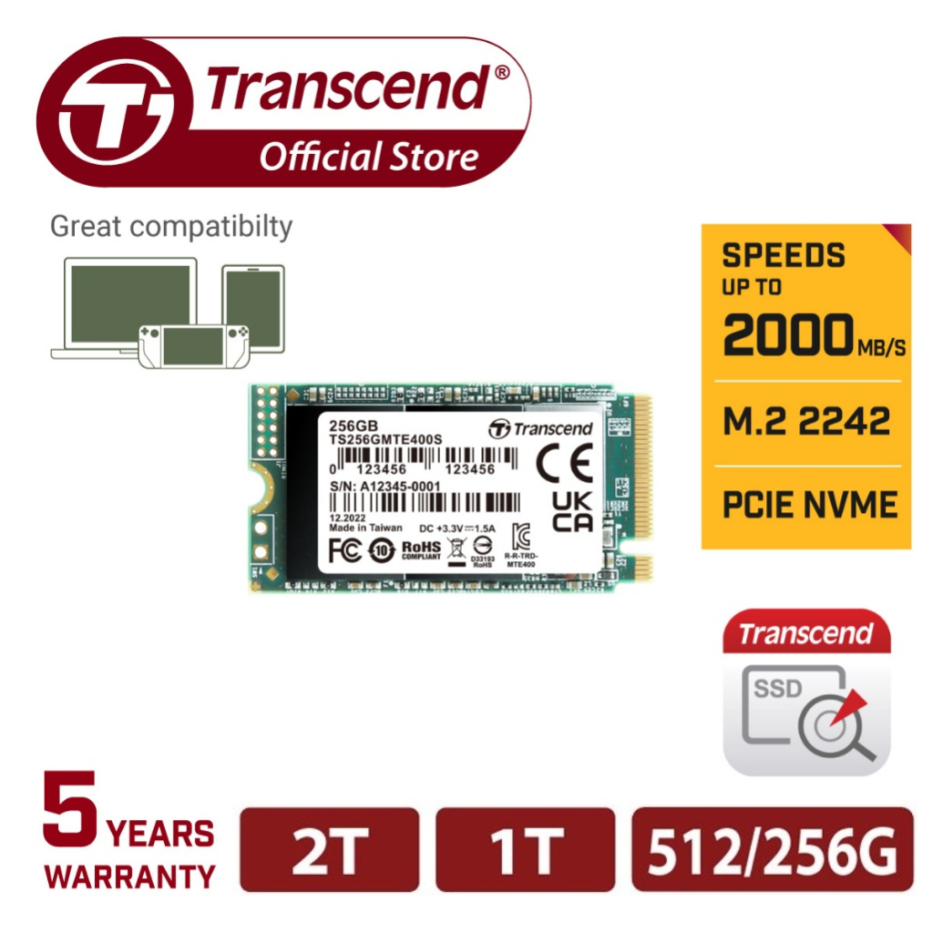 Transcend MTE400S M.2 SSD 2242 PCIe NVMe Gen3x4 3D NAND (256GB/512GB/1TB/2TB) | Shopee Malaysia
